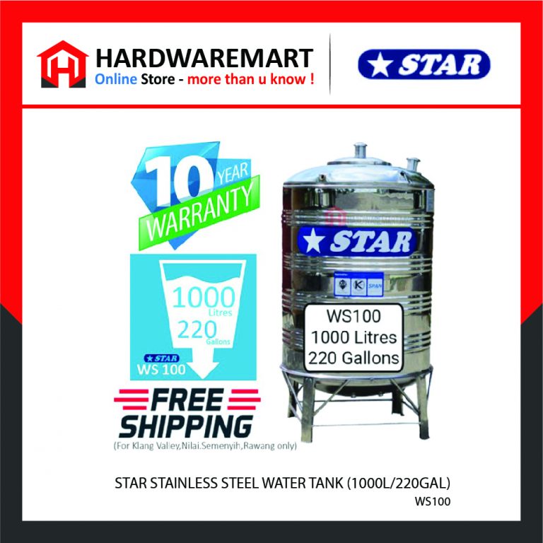 STAR WS100 Stainless Steel Water Tank (1000L/220GAL)