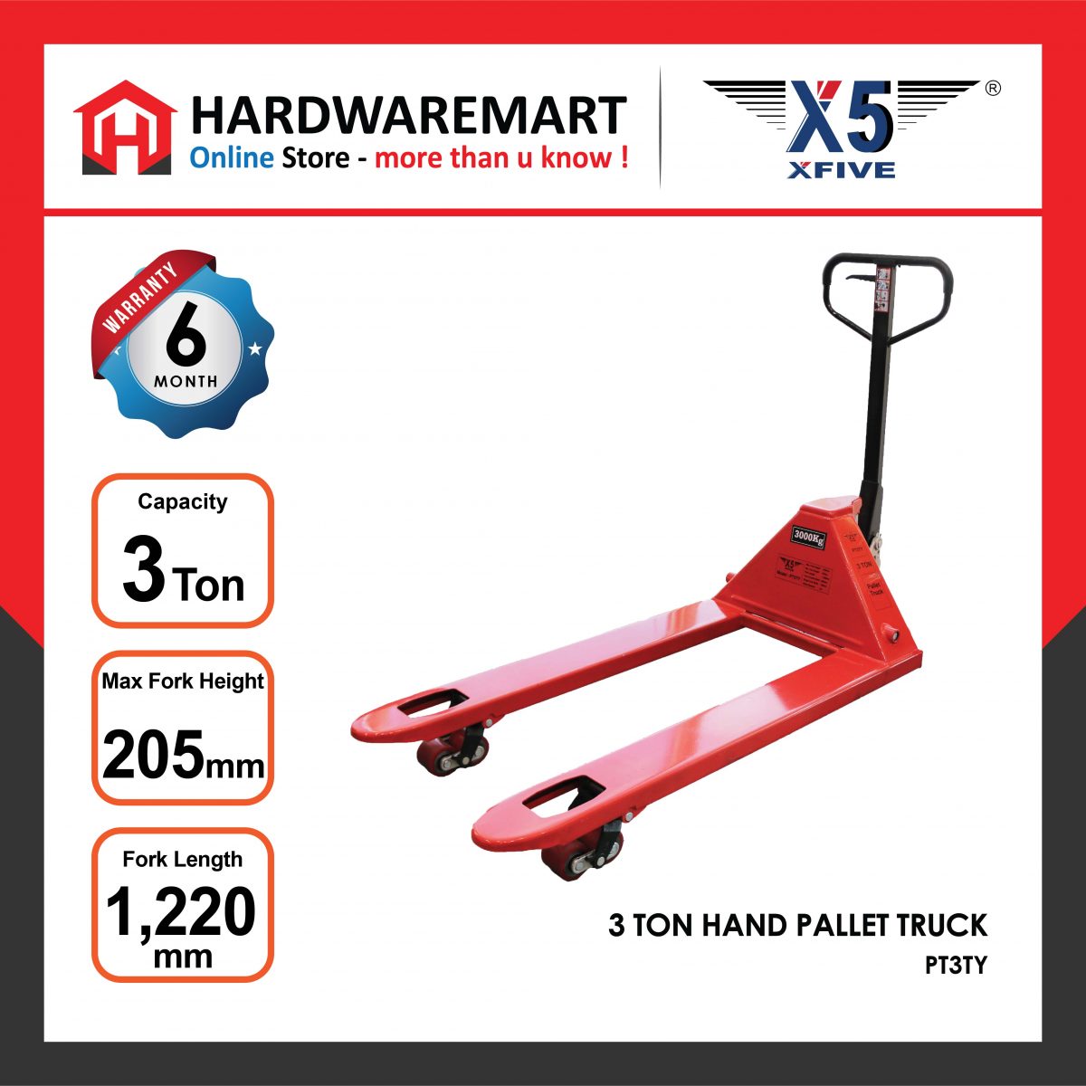 X5 3 TON HEAVY DUTY HAND PALLET TRUCK - Hardware Online Store