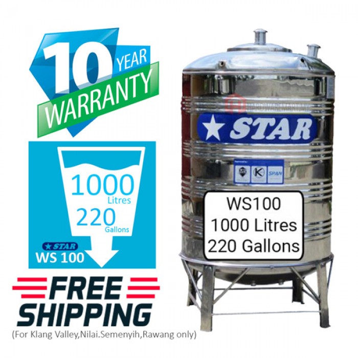 STAR WS100 Stainless Steel Water Tank (1000L/220GAL)