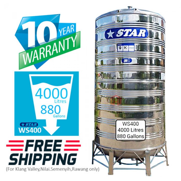 STAR WS400 Stainless Steel Water Tank With Stand (4000L/880GAL)
