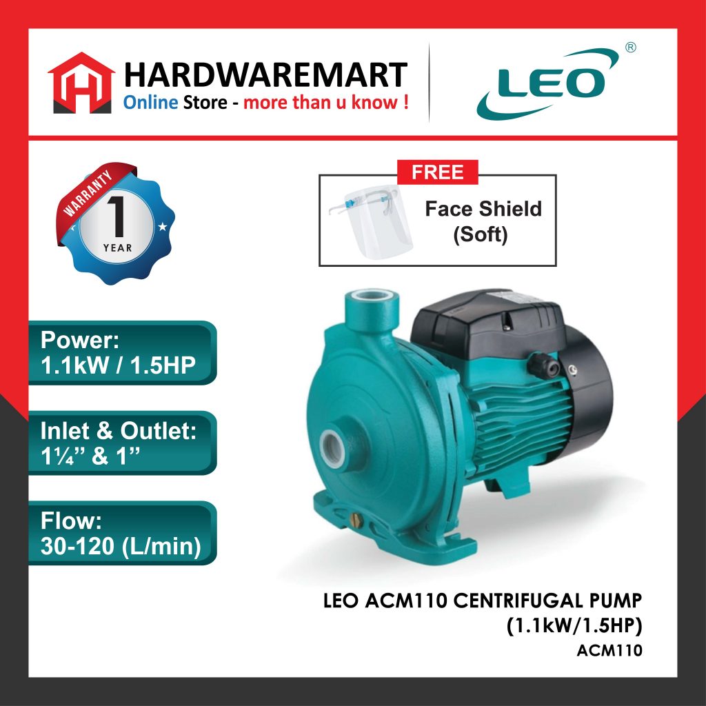 LEO ACM110 Centrifugal Pump [1 Phase] (1.1kW/1.5HP) - HardwareMart