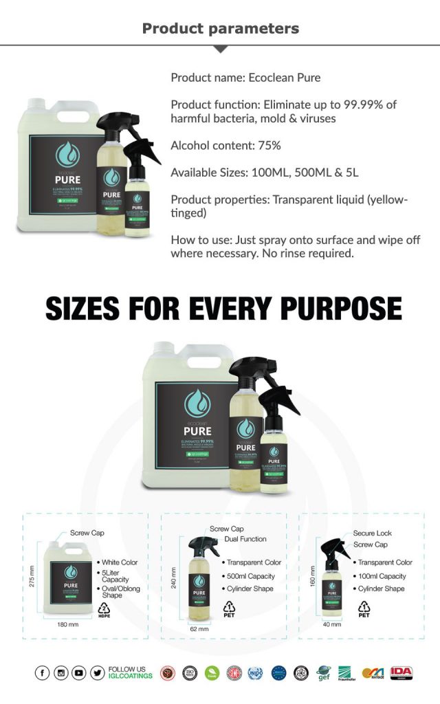 IGL Ecoclean Pure Disinfectant Spray Sanitizer - HardwareMart