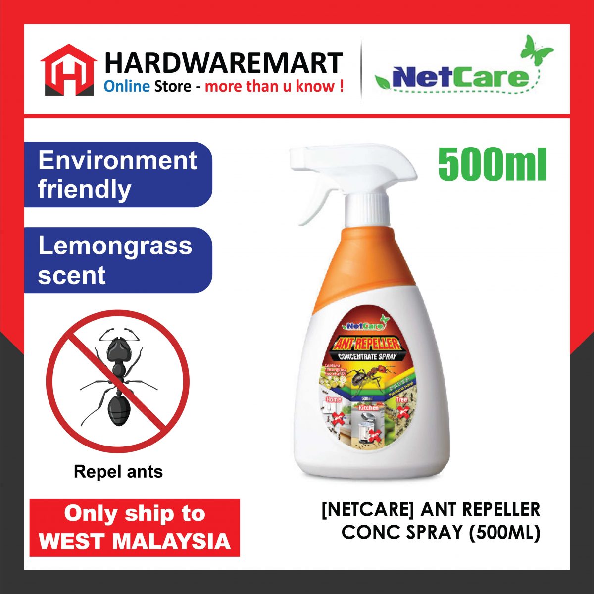 [Netcare] Ant Repeller Conc Spray (500ML) - HardwareMart