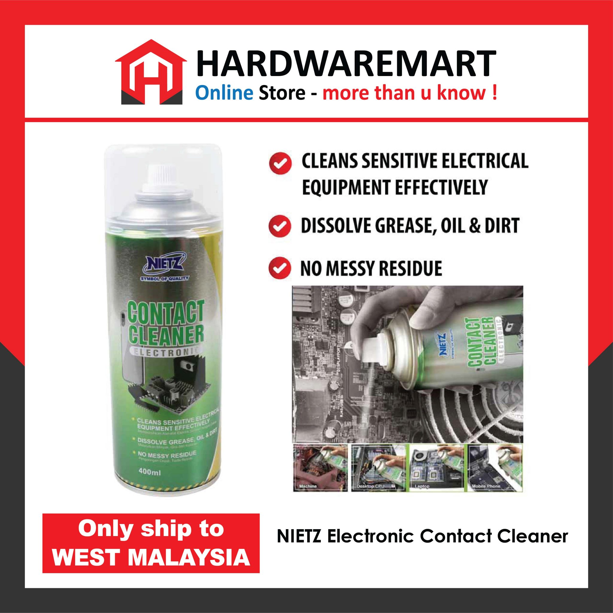 NIETZ Electronic Contact Cleaner Aerosol Spray for Mobile Phone ...