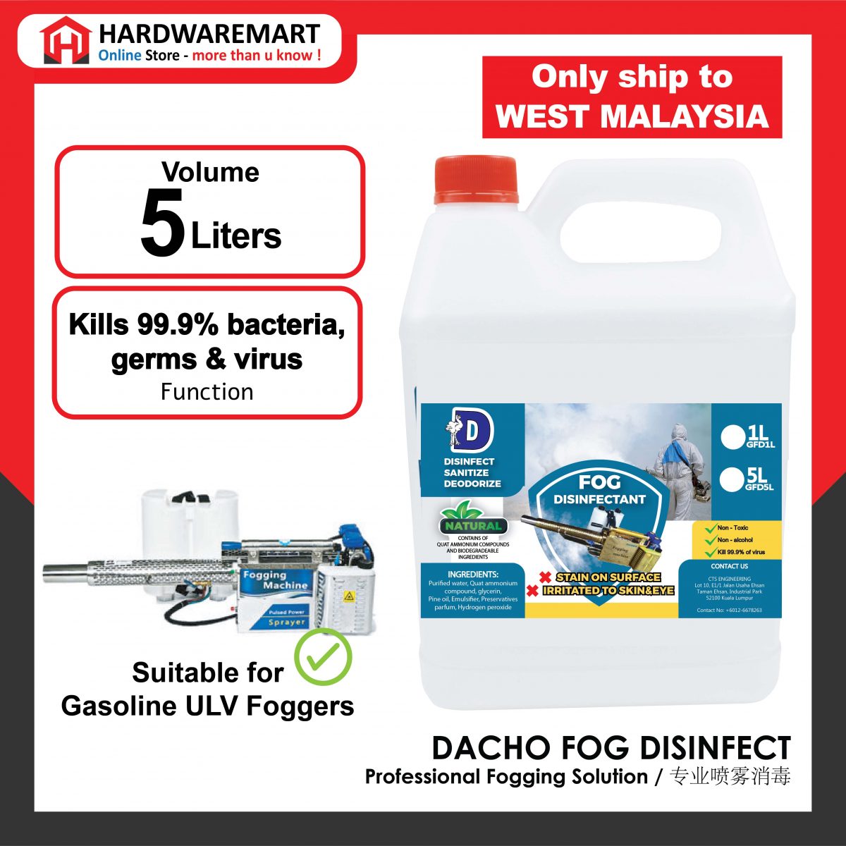 Fog & Smoke Solution Fogging Liquid For Gasoline ULV - HardwareMart