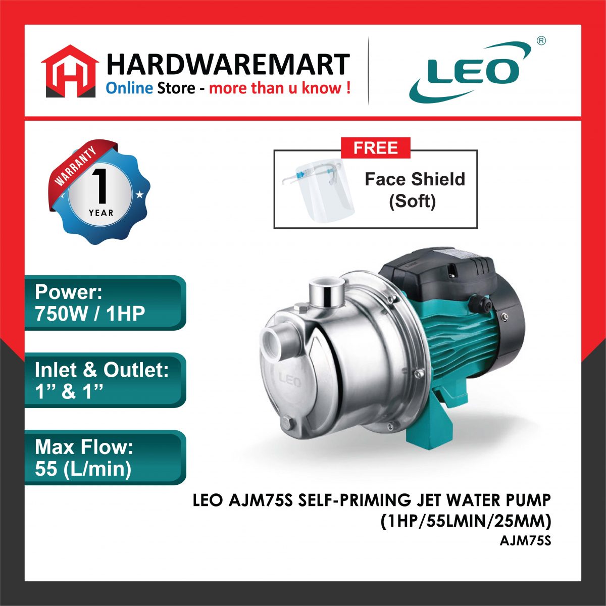 LEO AJM75S Self-Priming Jet Pump | HardwareMart