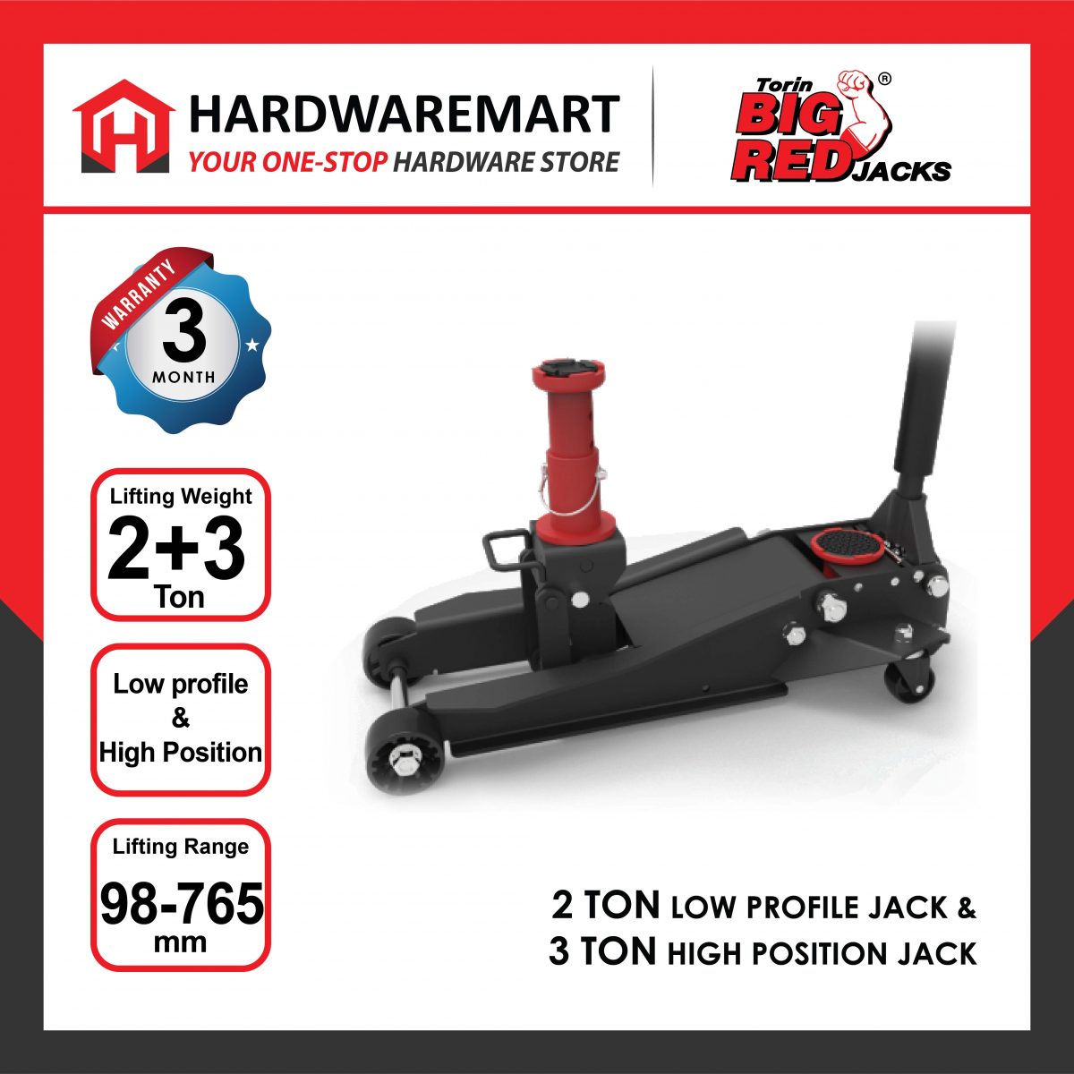 BIGRED 2+3 Ton Low Profile High Position Heavy Duty Hybrid Lift Dual ...