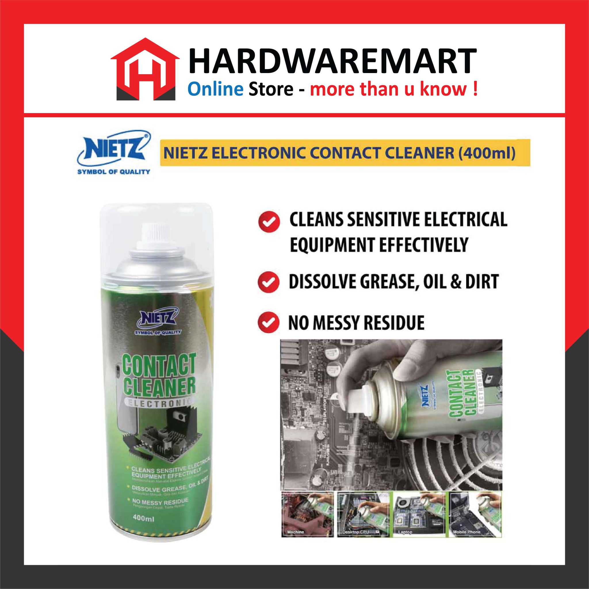 NIETZ Electronic Contact Cleaner Aerosol Spray for Mobile Phone ...