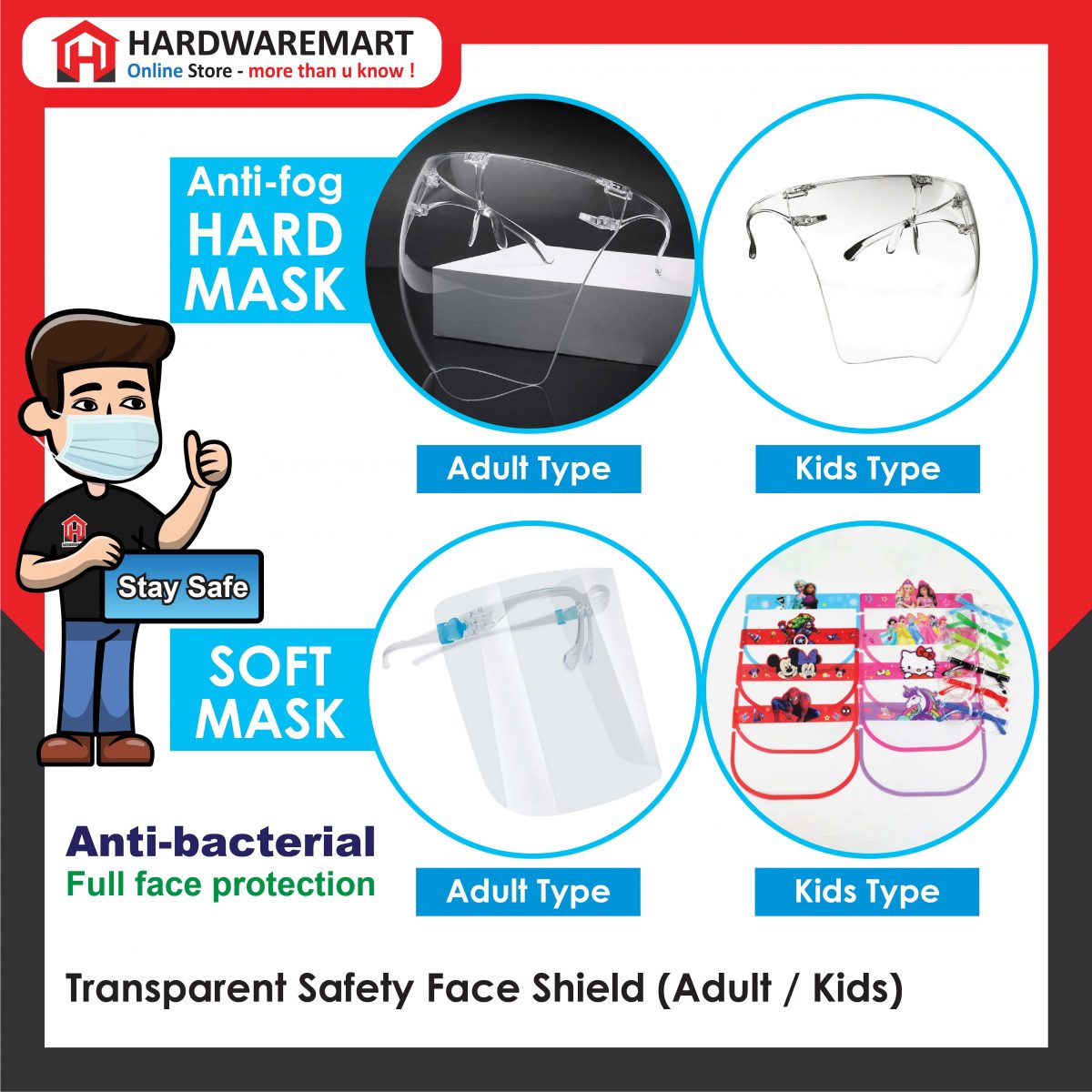 Oversized Full Face Shield Large Mirror Acrylic Protective Eye ...