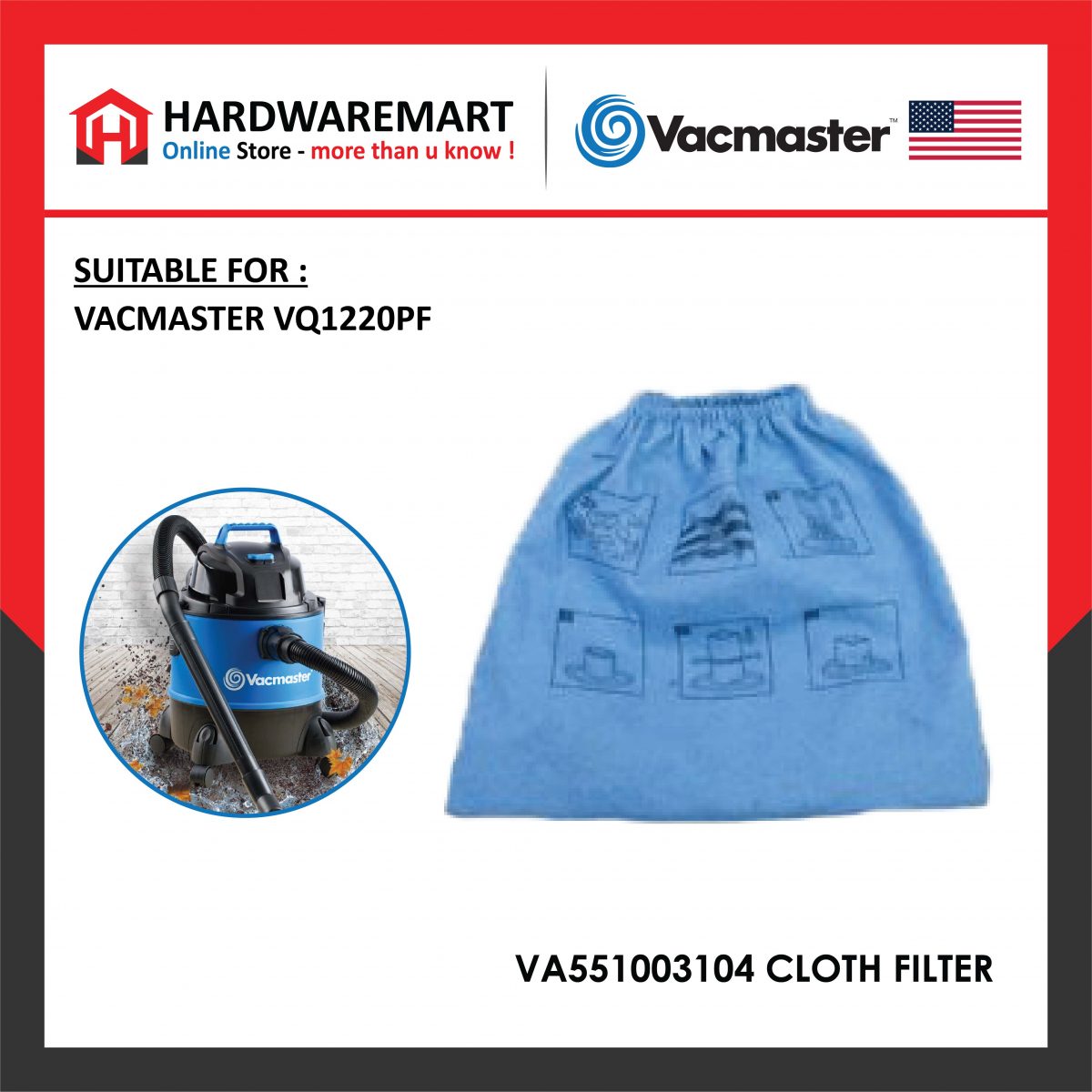 [VACMASTER SPAREPART] VACUUM CLEANER CLOTH FILTER - VA551003104 ...