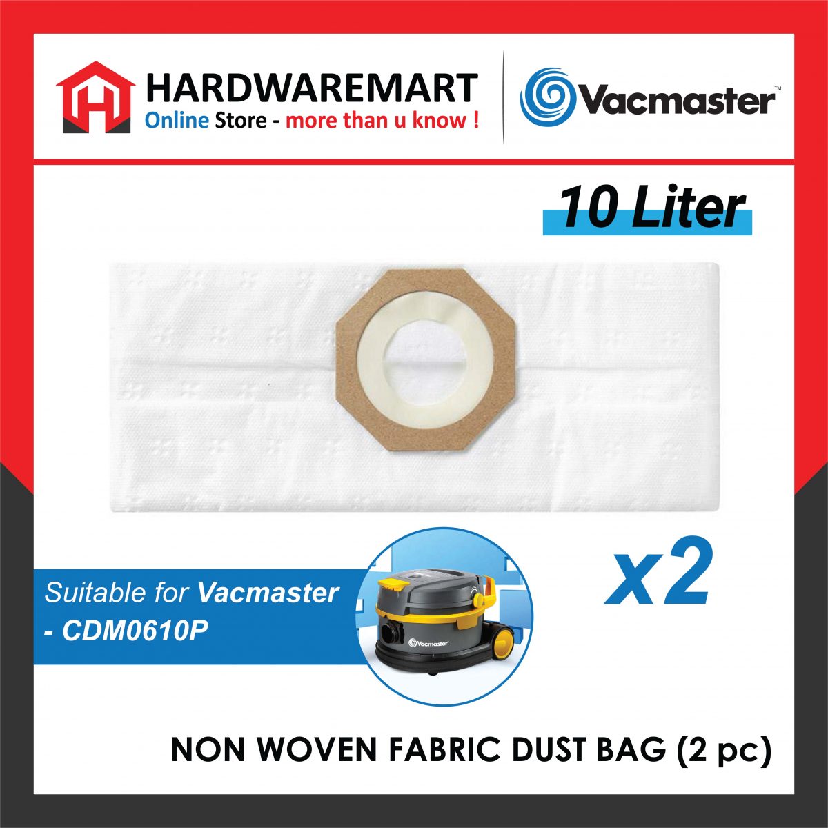 VACMASTER VACUUM CLEANER 10L NON WOVEN FABRIC DUST BAG (2pcs/6pcs ...