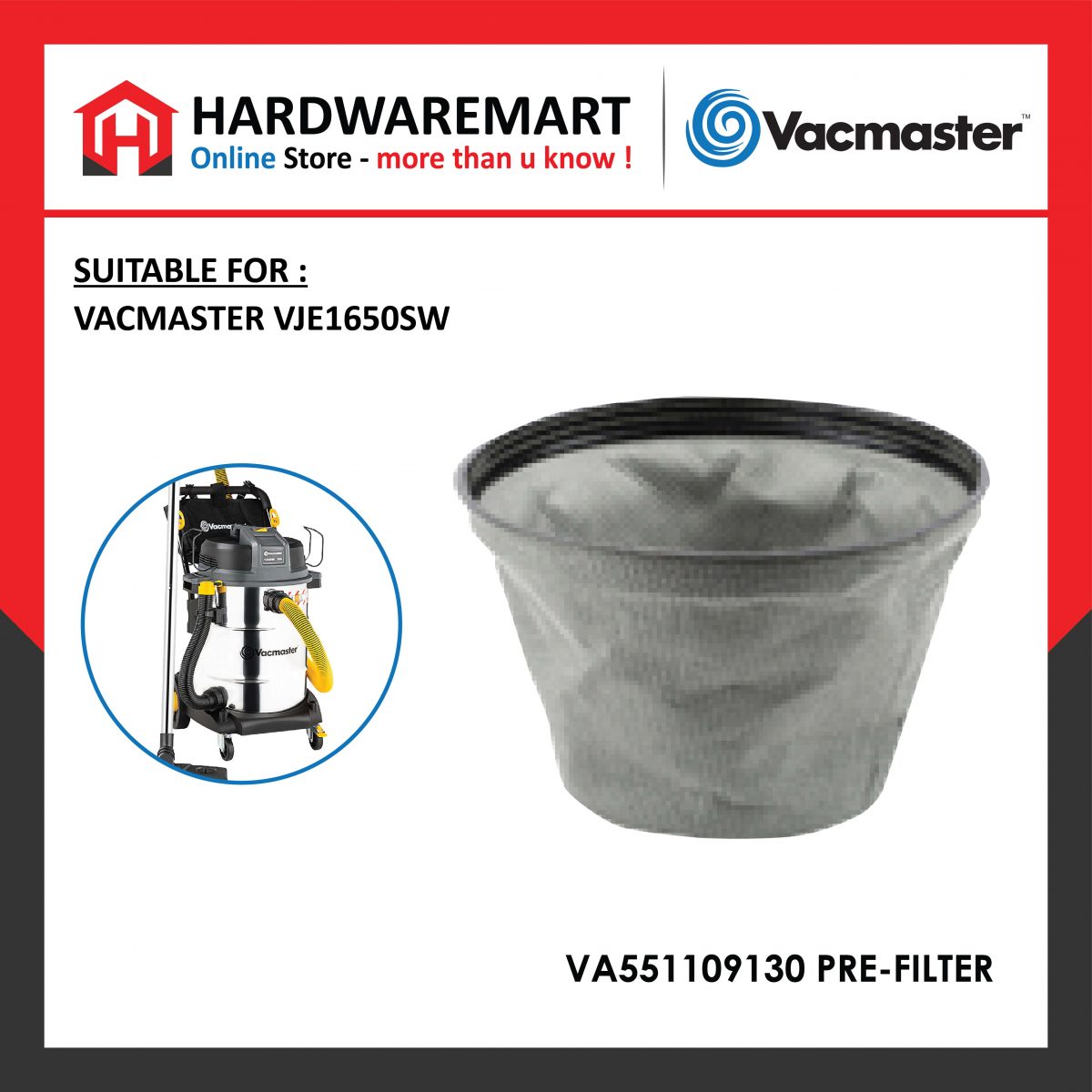 [VACMASTER SPAREPART] VACUUM CLEANER PRE-FILTER - VA551109130 ...