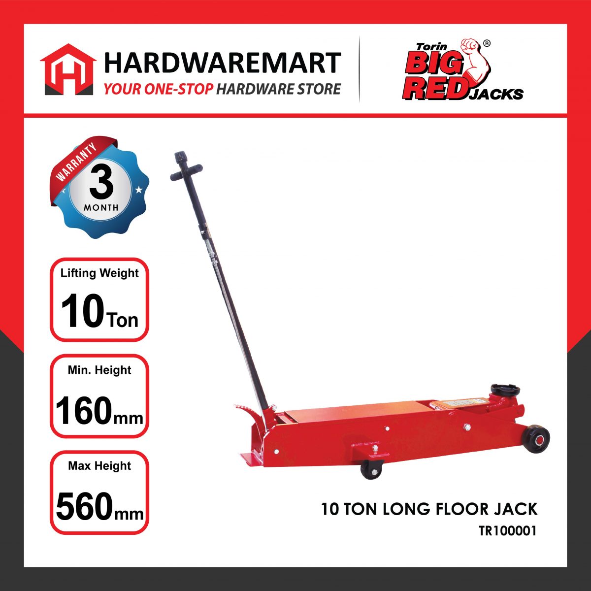 Bigred 10 Ton Long Floor Jack - Hardwaremart Online