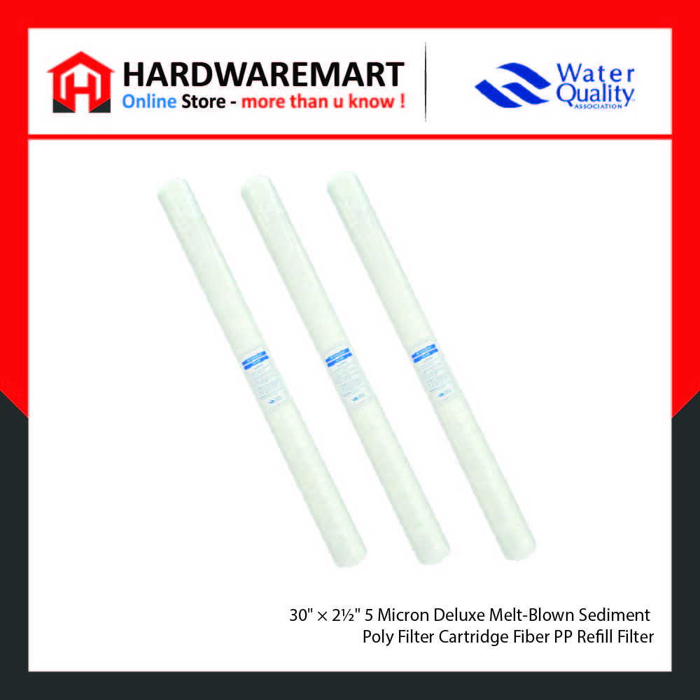 PP SEDIMENT FILTER 30" 5 Micron Deluxe Melt-Blown Sediment Poly Filter Cartridge Fiber PP Refill ...