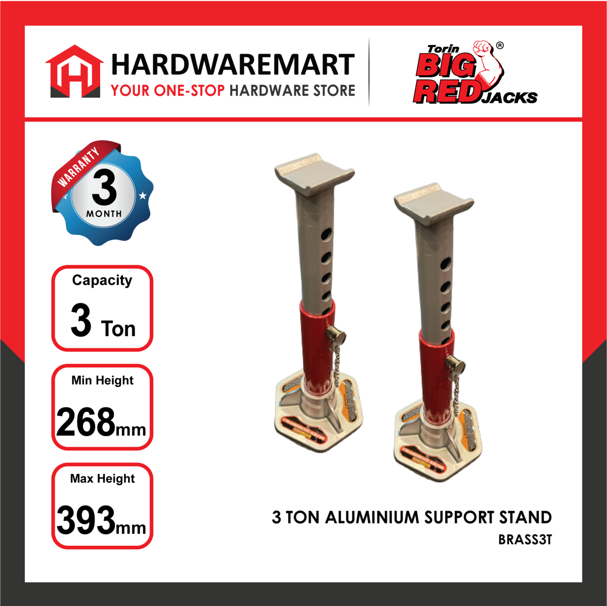 Bigred 3 Ton Aluminium Support Stand - Durable,Lightweight Lifting
