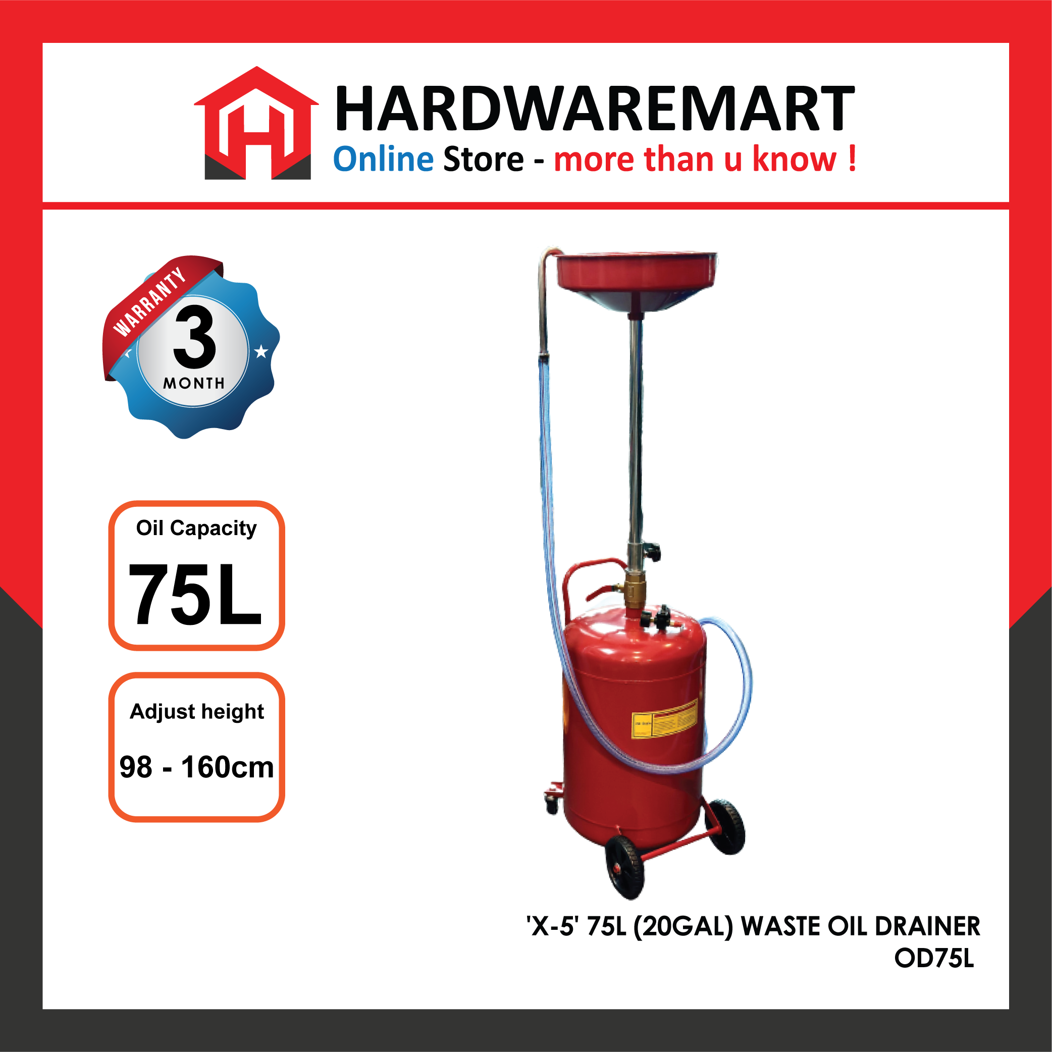 X5 75L OIL DRAINER - HardwareMart