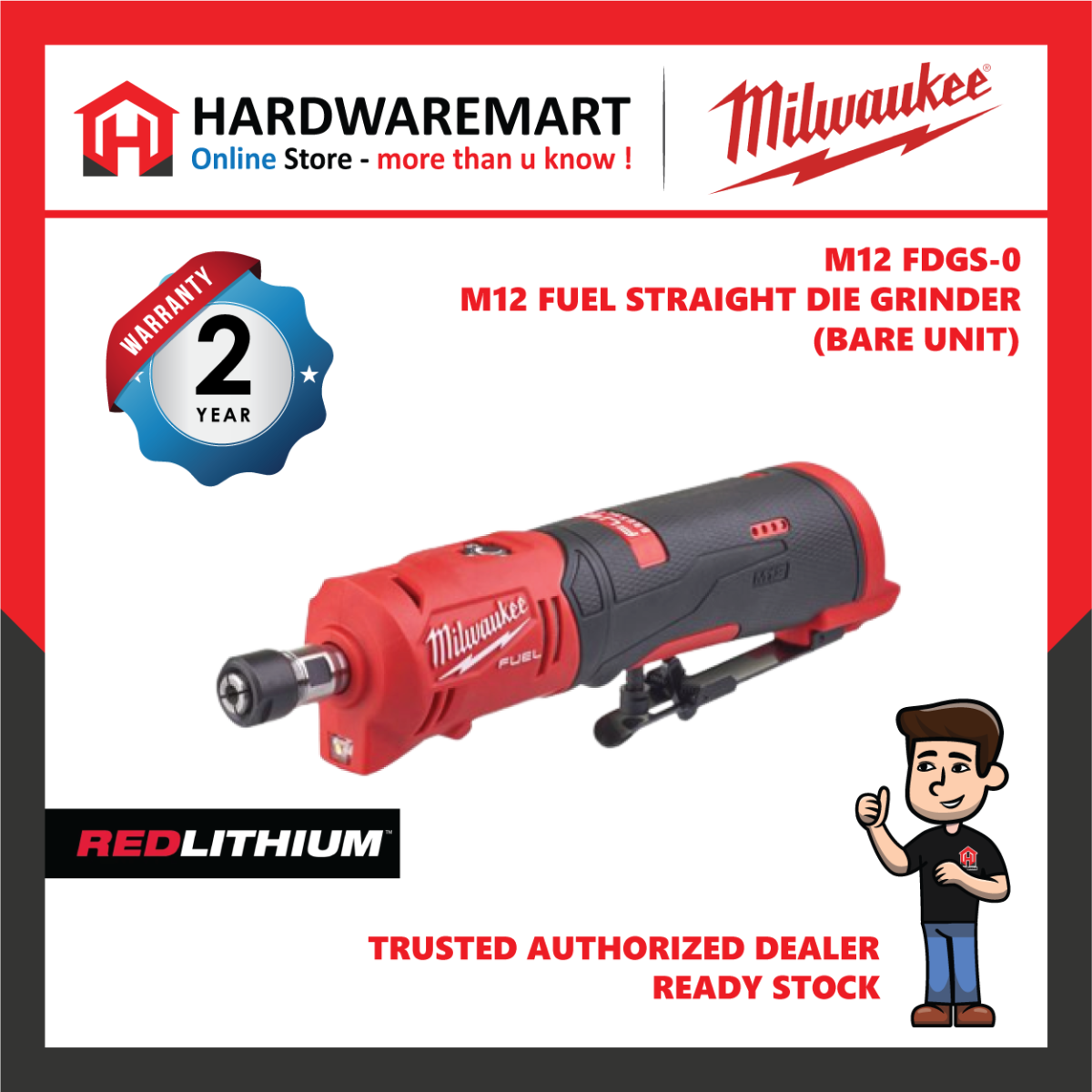 Milwaukee M12 FDGS Fuel Straight Die Grinder / Brushless Motor ...