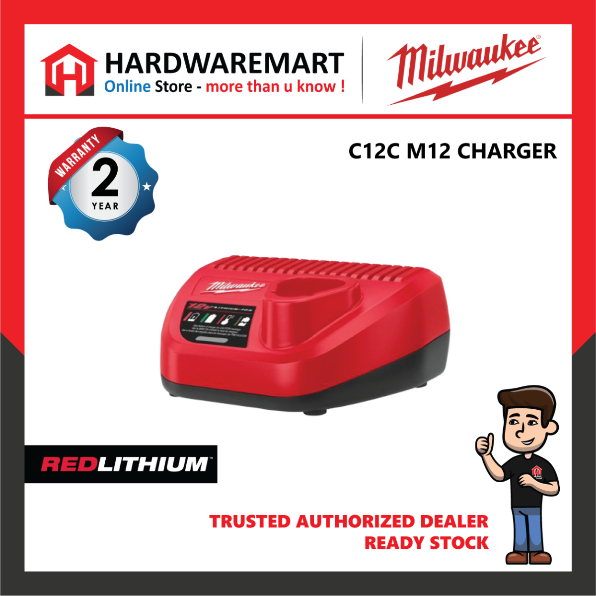 Milwaukee C12C M12 Charger / 100% Original Milwaukee | HardwareMart