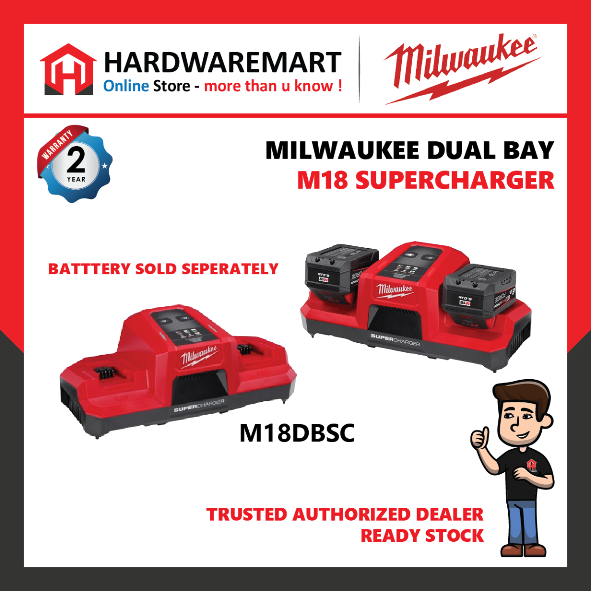 MILWAUKEE M18 DUAL BAY FAST CHARGER | HardwareMart